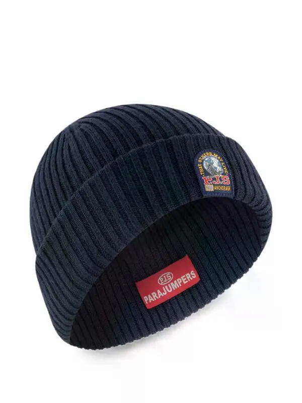 PARAJUMPERS Logo-patch Ribbed-knit Beanie Hat