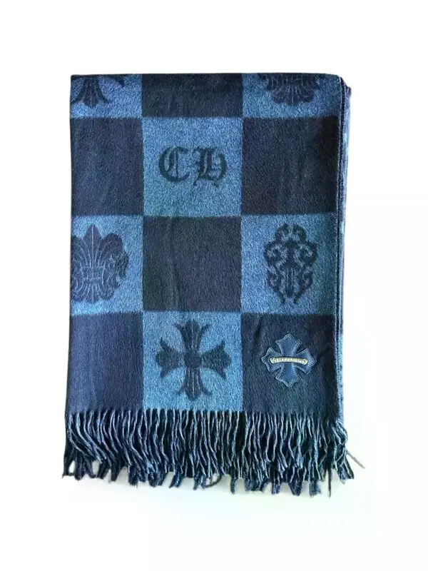 Chrome Hearts Check-pattern Fringed Blanket