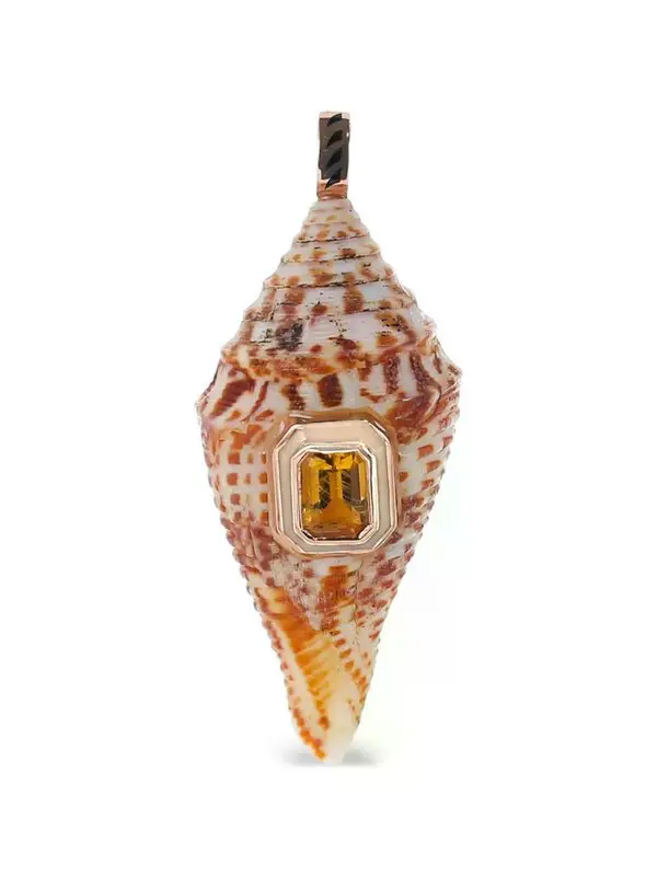 DEZSO Conus Shell And Scapolite Pendant - Pink