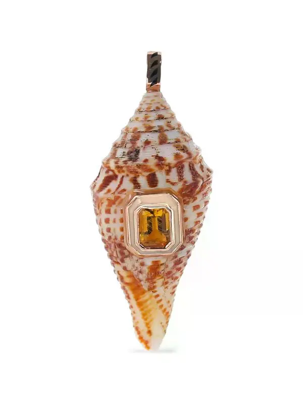 DEZSO Conus Shell And Scapolite Pendant - Pink