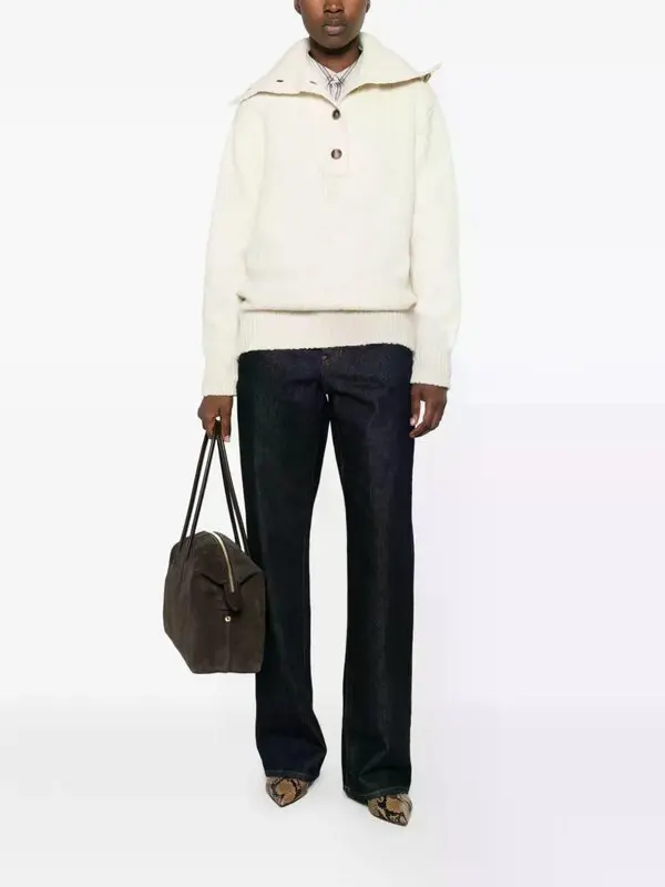 Malo Sailor Collar Knit Button-up Sweater - Neutrals