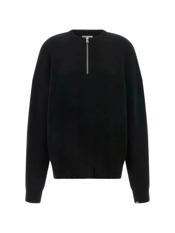 Extreme Cashmere Oversized Half-zip Sweater With Embroidered Detail - Black