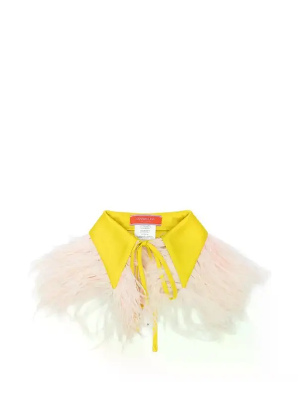 La DoubleJ La Scala Feather-trim Shirt Collar - Yellow