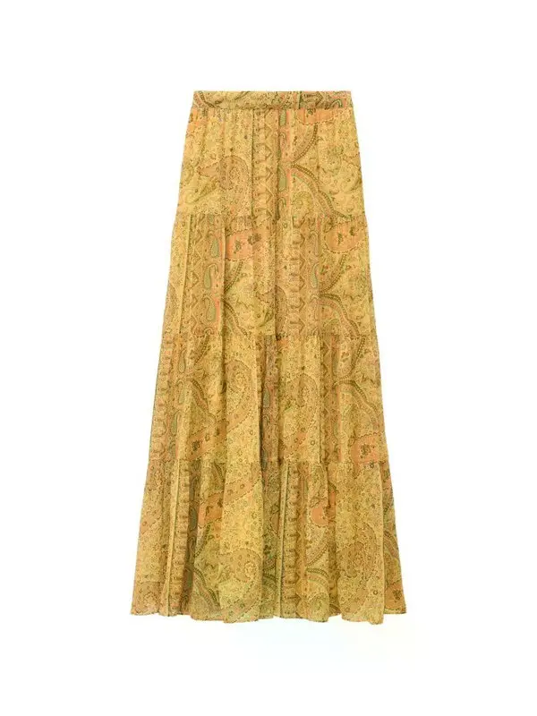 Ba&sh Cali Paisley-print Tiered Maxi Skirt
