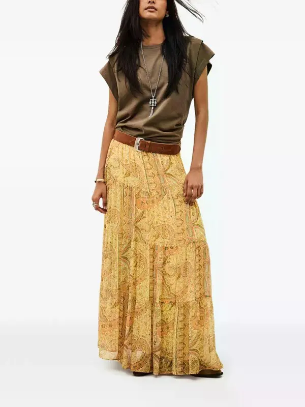 Ba&sh Cali Paisley-print Tiered Maxi Skirt