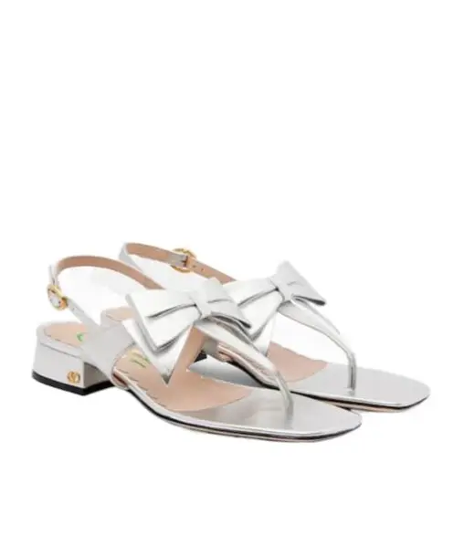 Valentino Garavani Metallic Leather Thong Sandals