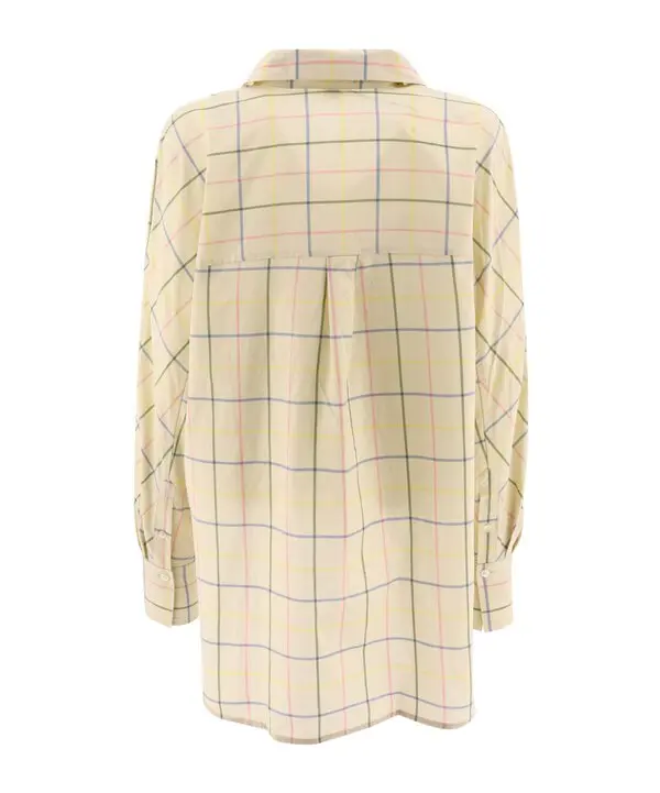 TOTEME Windowpane Printed Long Sleeved Shirt - White