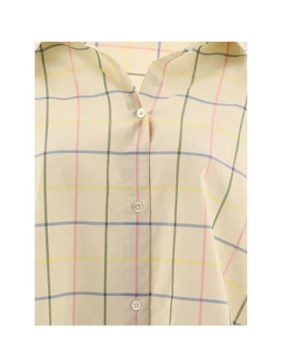 TOTEME Windowpane Printed Long Sleeved Shirt - White