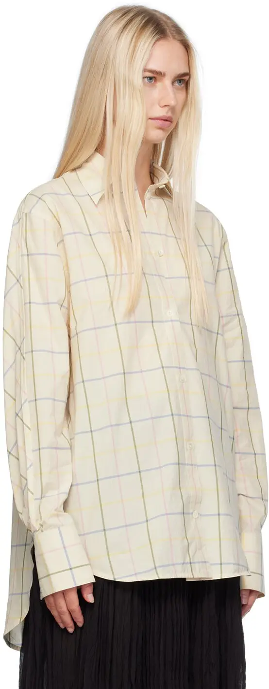 TOTEME Windowpane Printed Long Sleeved Shirt - White