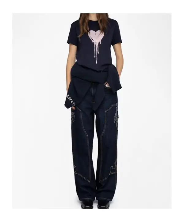 Zadig&Voltaire Blue Voltaire Walk Heart Embellished T-shirt