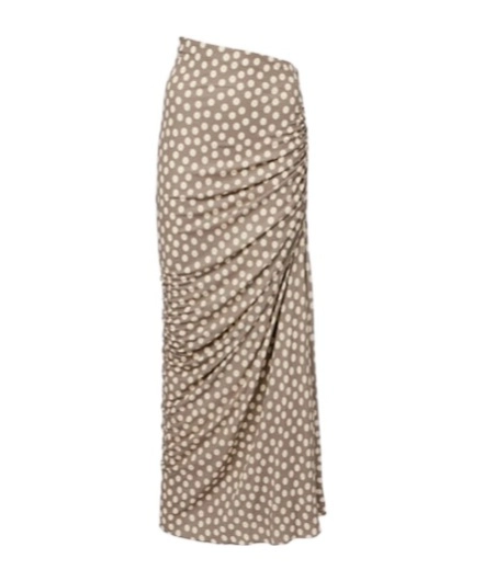 Alaïa Gathered Polka-dot Jersey Maxi Skirt
