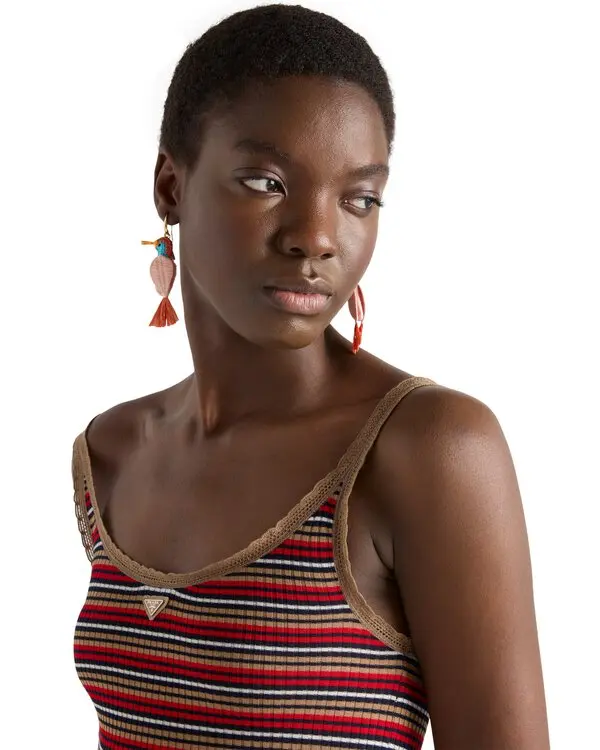 Prada Metal And Crochet Earrings