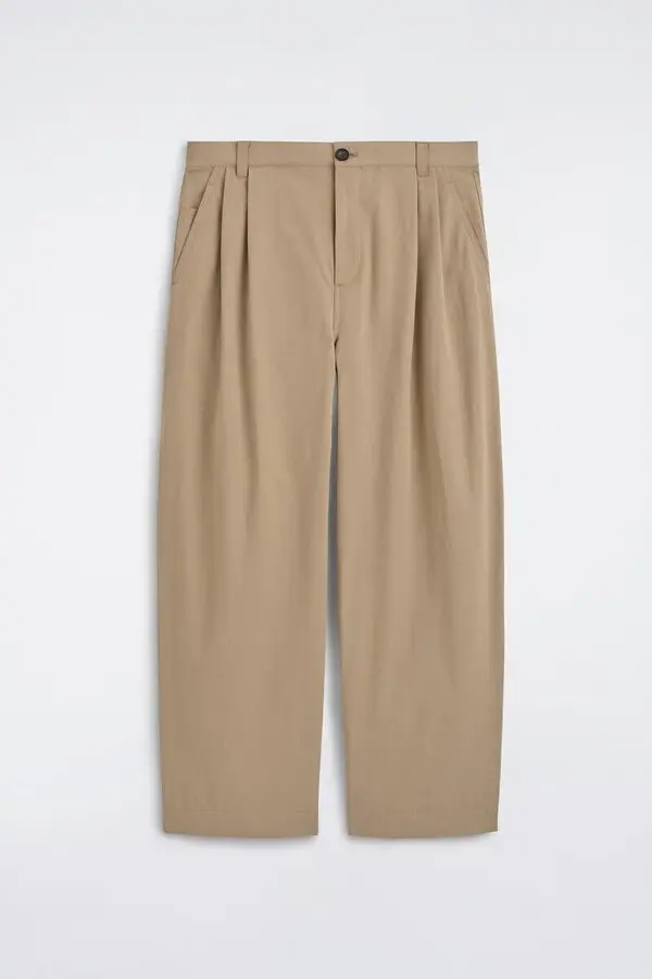 Cos Cotton Relaxed-fit Barrel-leg Utility Pants - Beige