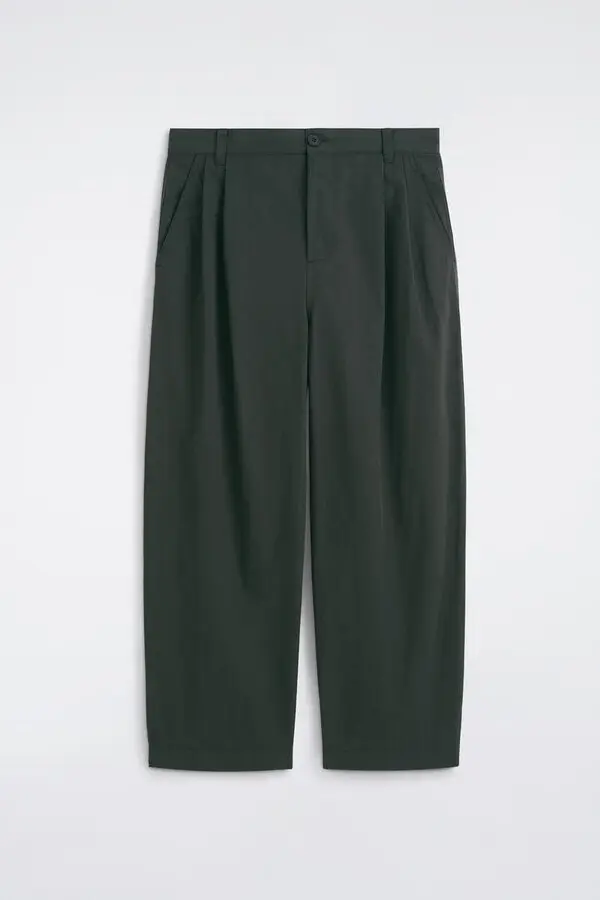 Cos Cotton Relaxed-fit Barrel-leg Utility Pants - Green