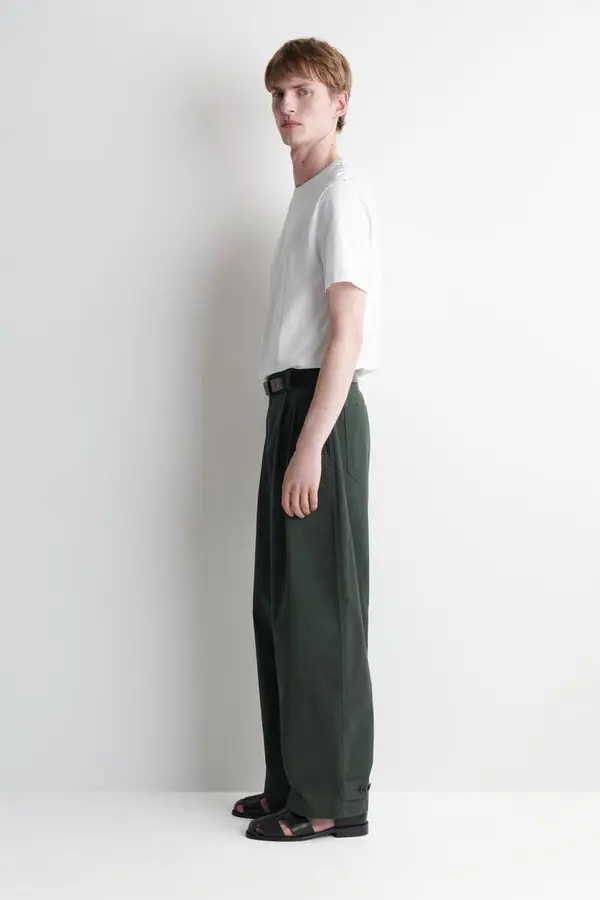 Cos Cotton Relaxed-fit Barrel-leg Utility Pants - Green