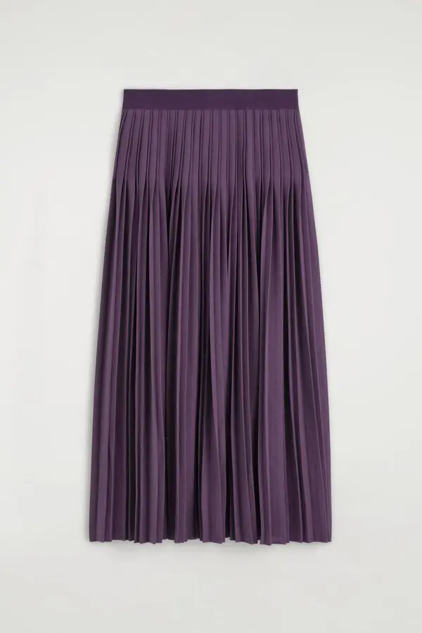 Cos Pleated Crepe Midi Skirt - Purple