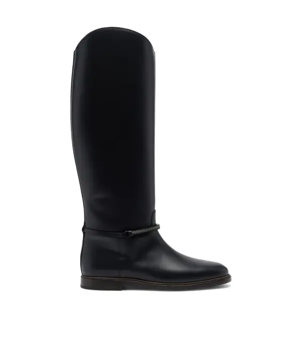 Brunello Cucinelli Monili Leather Knee-high Boots