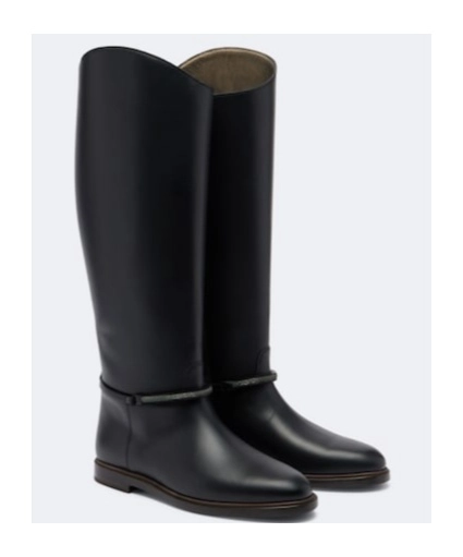 Brunello Cucinelli Monili Leather Knee-high Boots