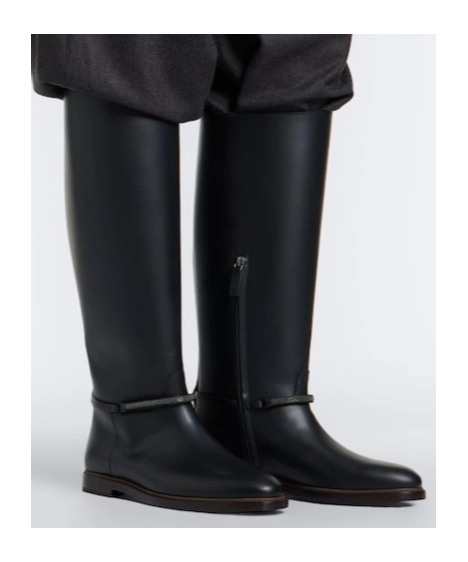 Brunello Cucinelli Monili Leather Knee-high Boots