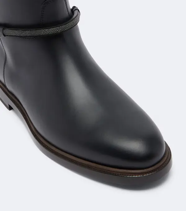 Brunello Cucinelli Monili Leather Knee-high Boots