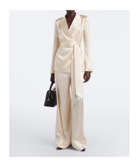 JOSEPH Archer Belted Silk Satin Jacket