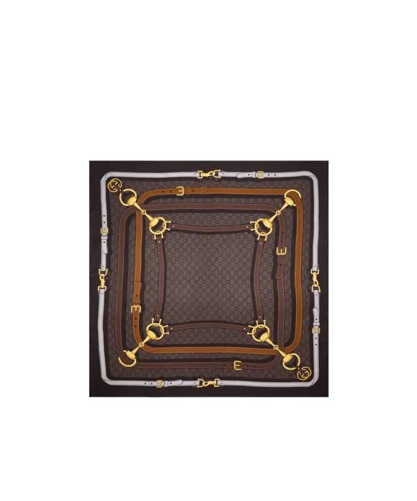 Gucci Printed Gg Silk Twill Jacquard Carr - Brown