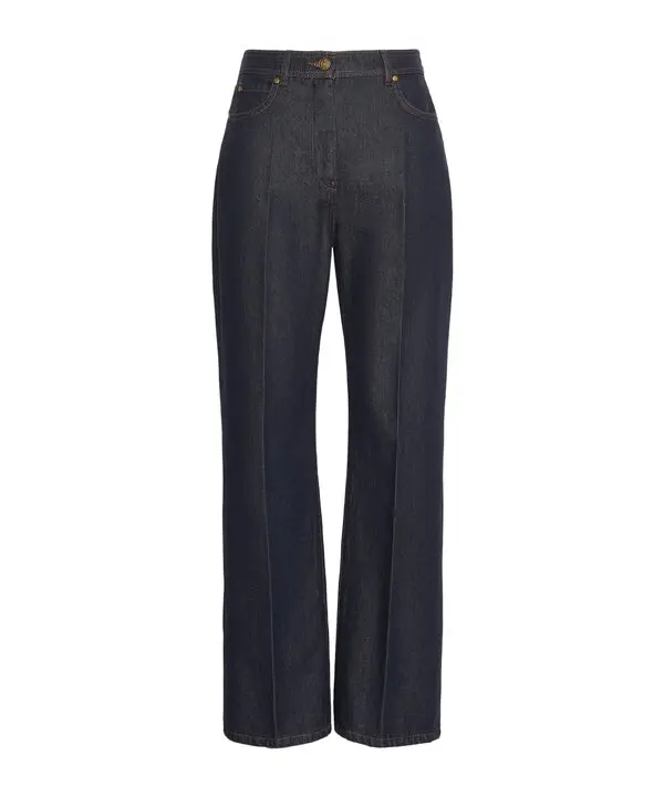 Max Mara Denim-look Cotton Barrel-leg Trousers