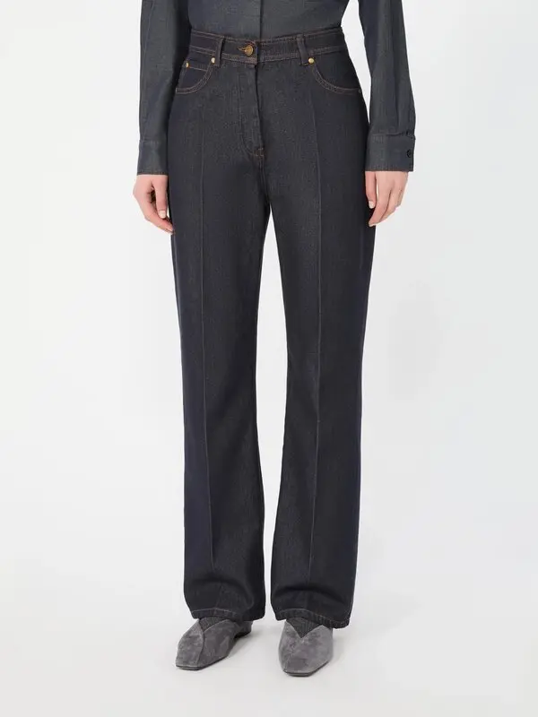 Max Mara Denim-look Cotton Barrel-leg Trousers