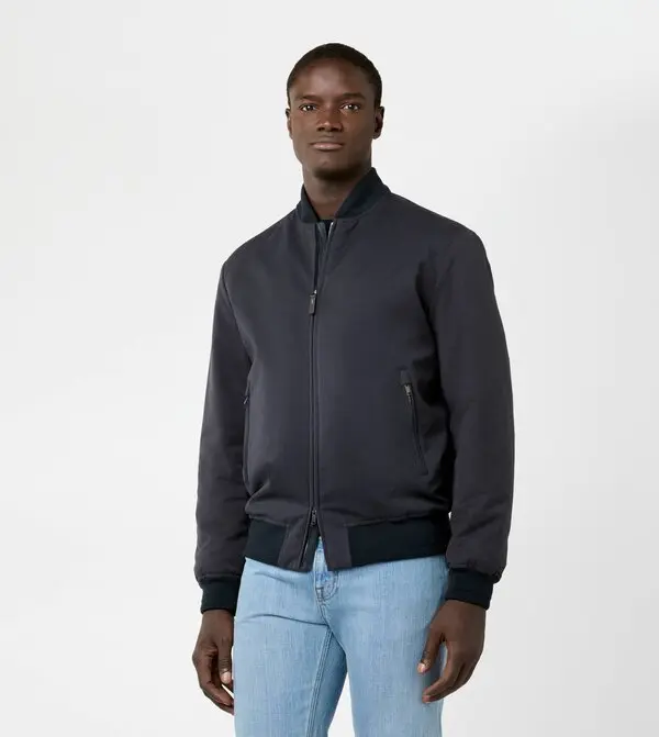 TOD'S Brera Bomber Jacket In Soft Touch Microfiber - Blue
