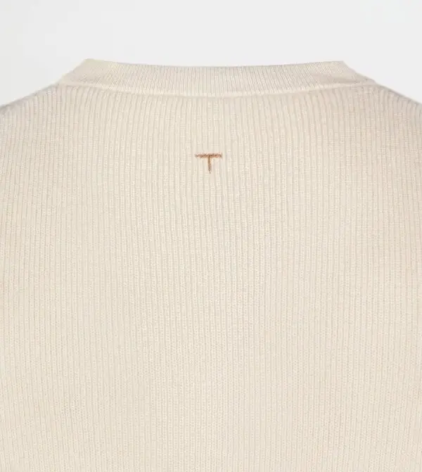 TOD'S Round Neck Cashmere Pullover With Suede Ribbing
