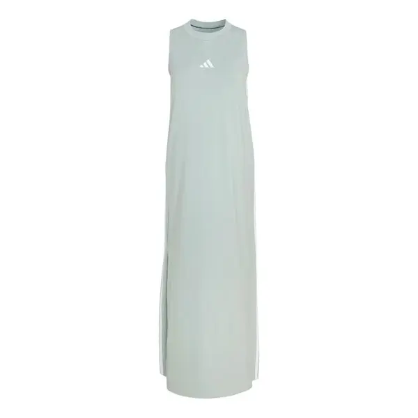 Adidas Essentials 3-stripes Long Racerback Dress 'wonder Sage White - Wonder Sage/white