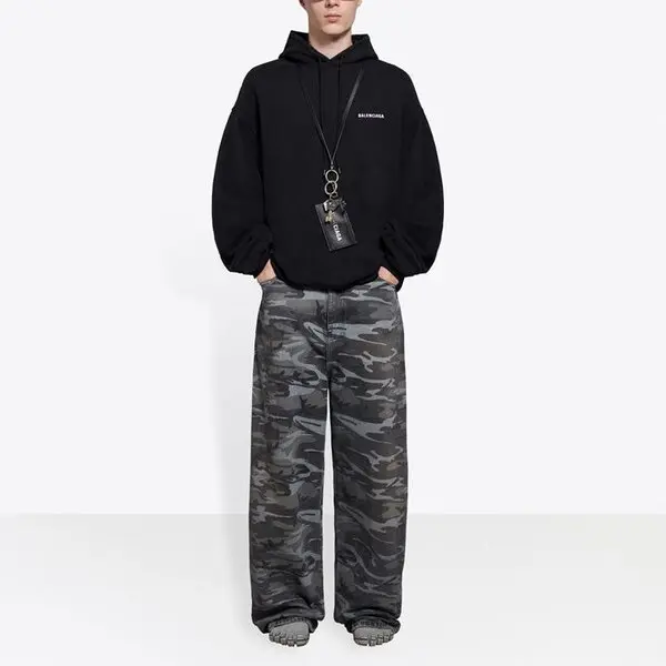 Balenciaga Wide Leg Camouflage Jeans - Grey