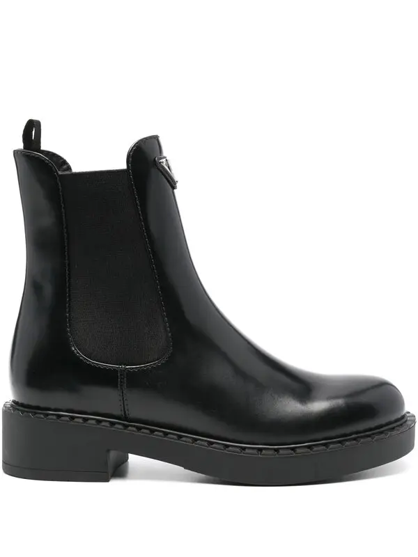 Prada Brushed Leather Chelsea Boots