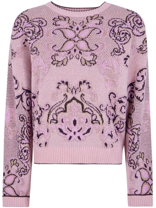 TWINSET Patterned Crew Neck Long Sleeve Sweater