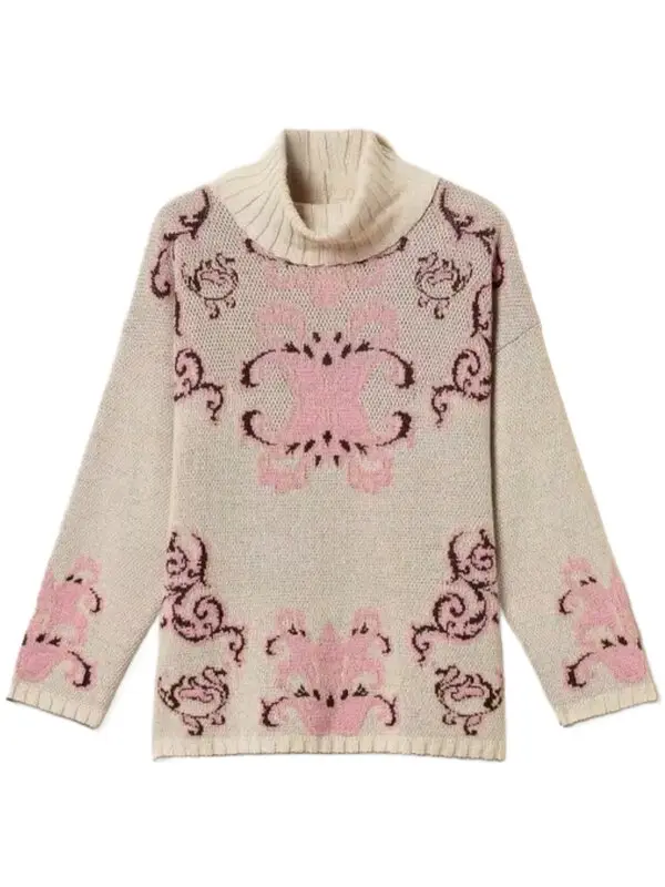 TWINSET Embroidered Turtleneck Pullover