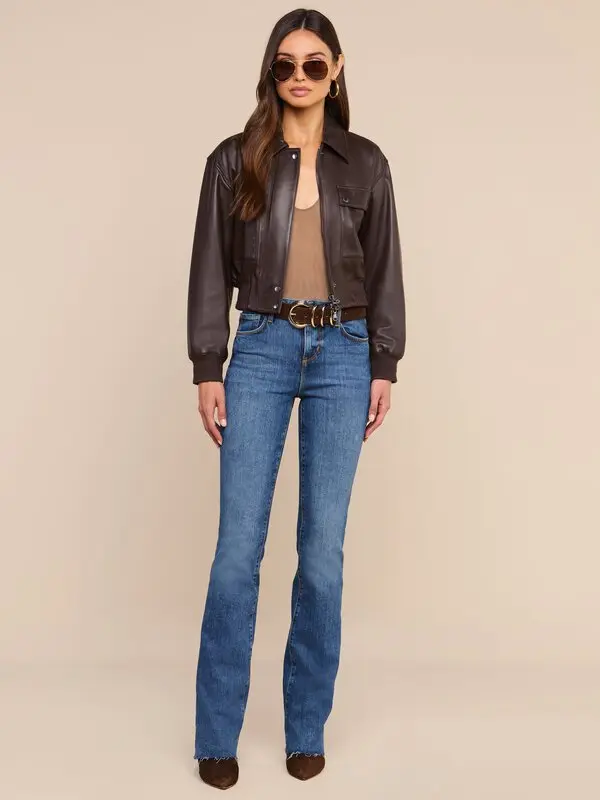 L'Agence Clotilde Cropped Leather Bomber Jacket