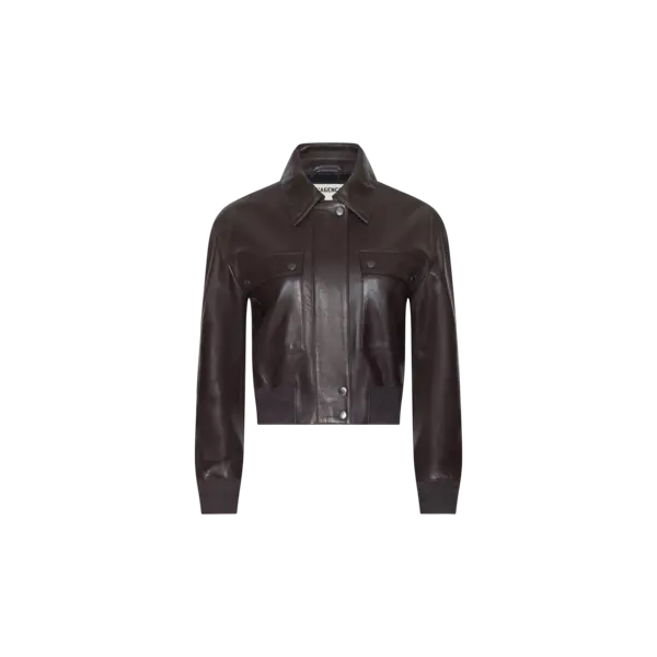 L'Agence Clotilde Cropped Leather Bomber Jacket