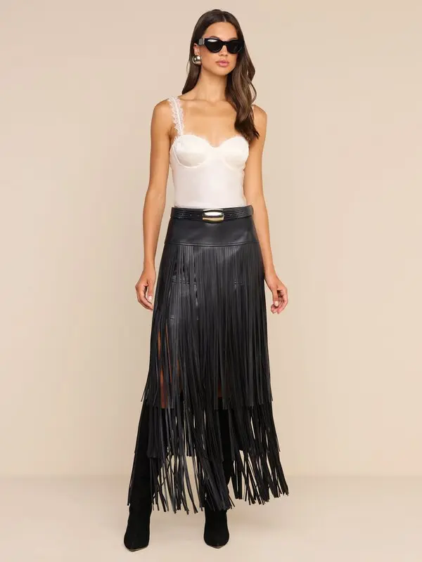 L'Agence Karoline Fringe Skirt