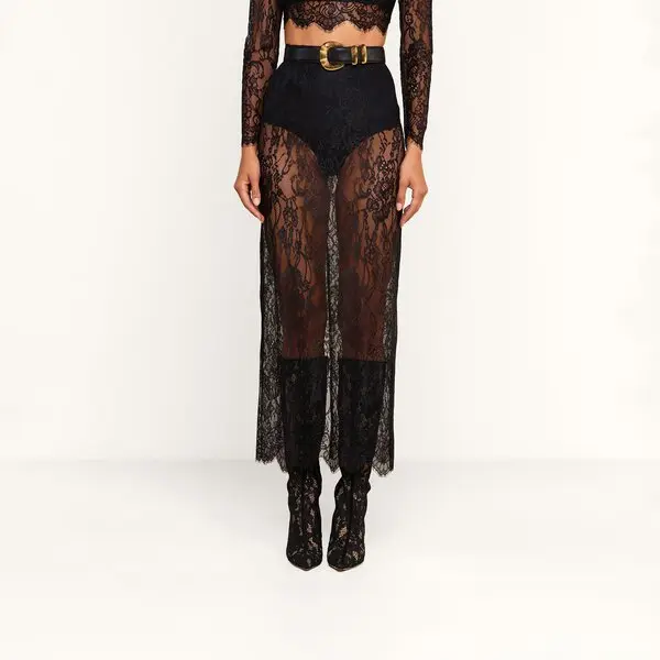 L'Agence Raymonde Lace Maxi Skirt - Black