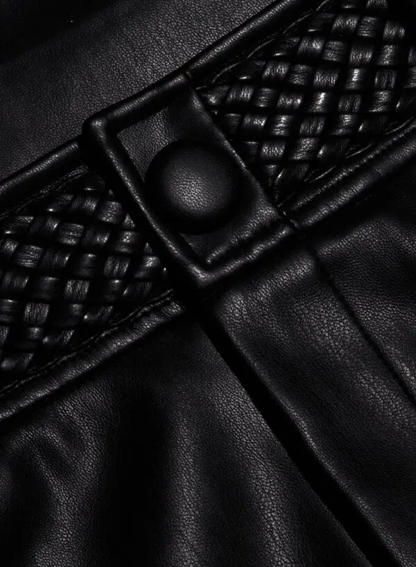 L'Agence Virelle Braided Waistband Vegan Leather Shorts