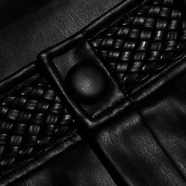 L'Agence Virelle Braided Waistband Vegan Leather Shorts - Black