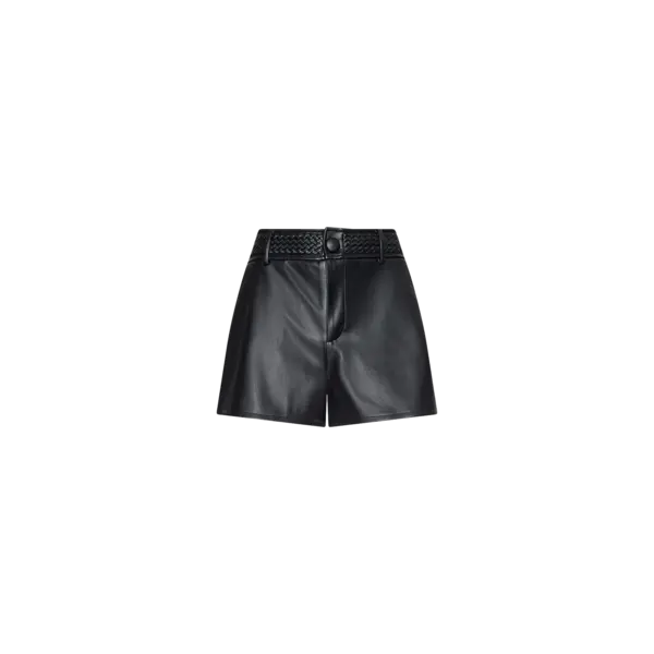 L'Agence Virelle Braided Waistband Vegan Leather Shorts