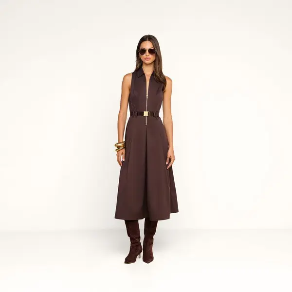 L'Agence Kolton Midi Dress With Belt - Dark Java