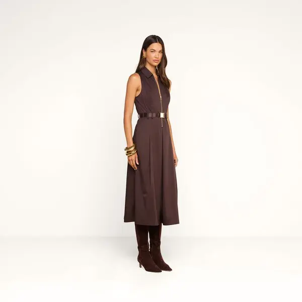 L'Agence Kolton Midi Dress With Belt - Dark Java