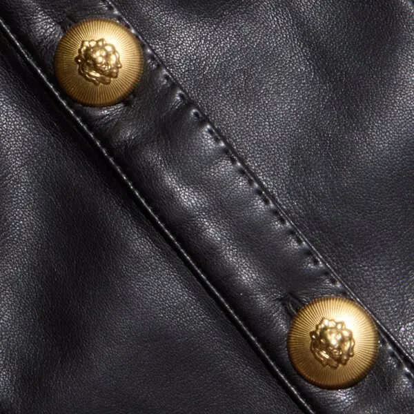 L'Agence Apolline Vegan Leather Collared Mini Dress With Gold Hardware