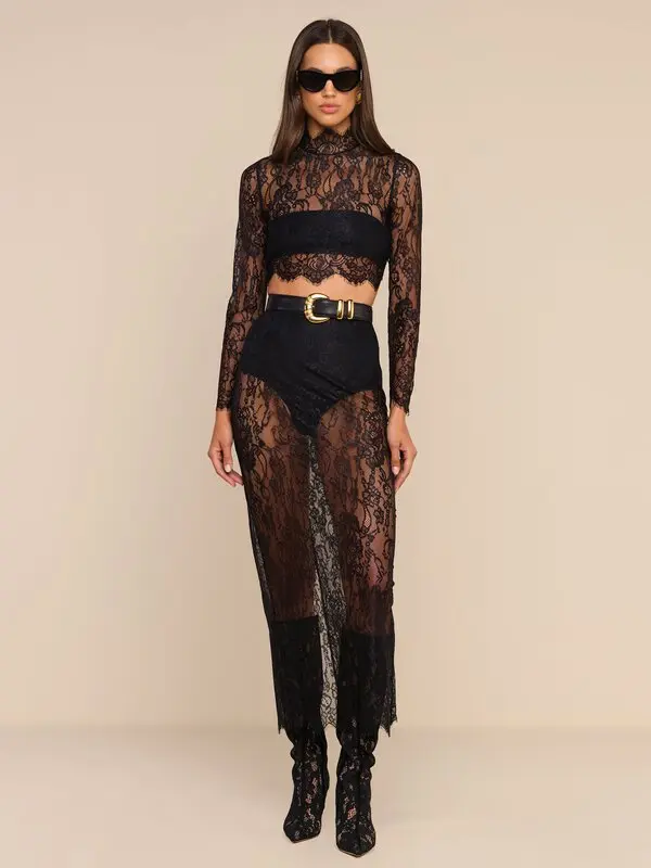 L'Agence Henriette Cropped Lace Top