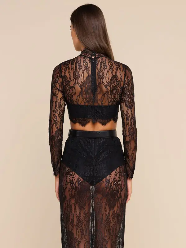 L'Agence Henriette Cropped Lace Top