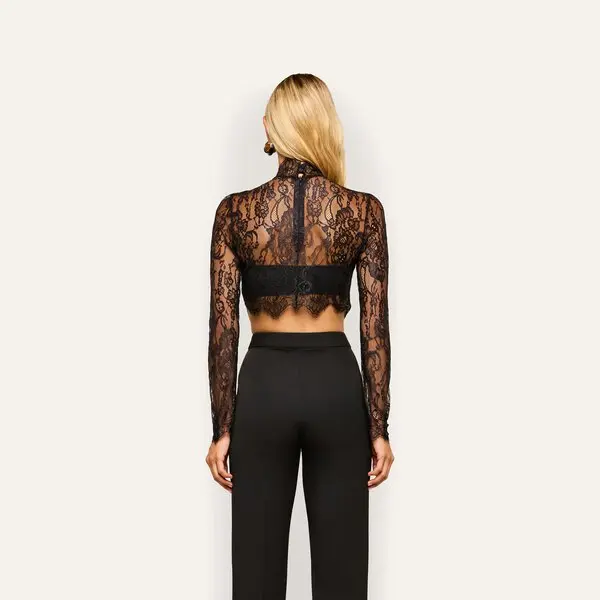 L'AGENCE Henriette Cropped Lace Top