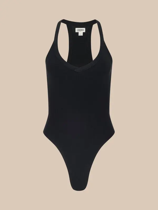 L'Agence Wrenna Racerback Bodysuit - Black