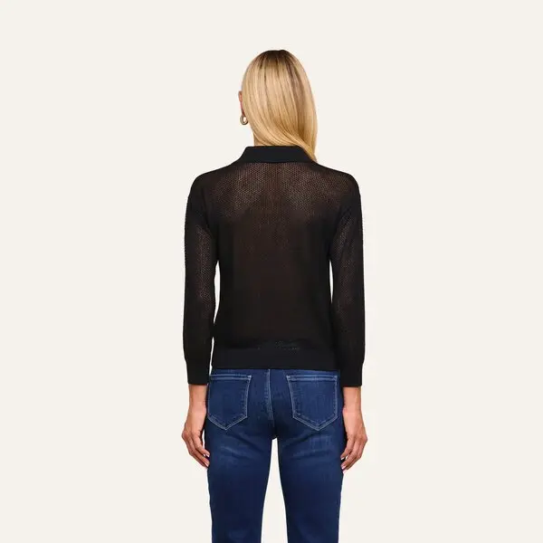 L'Agence Carine Pointelle Knit Top - Black